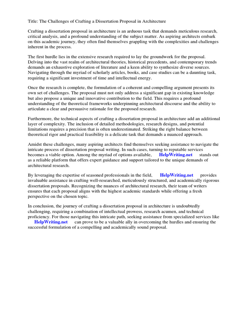 Dissertation Proposal in Architecture | PDF | Thesis | Essays