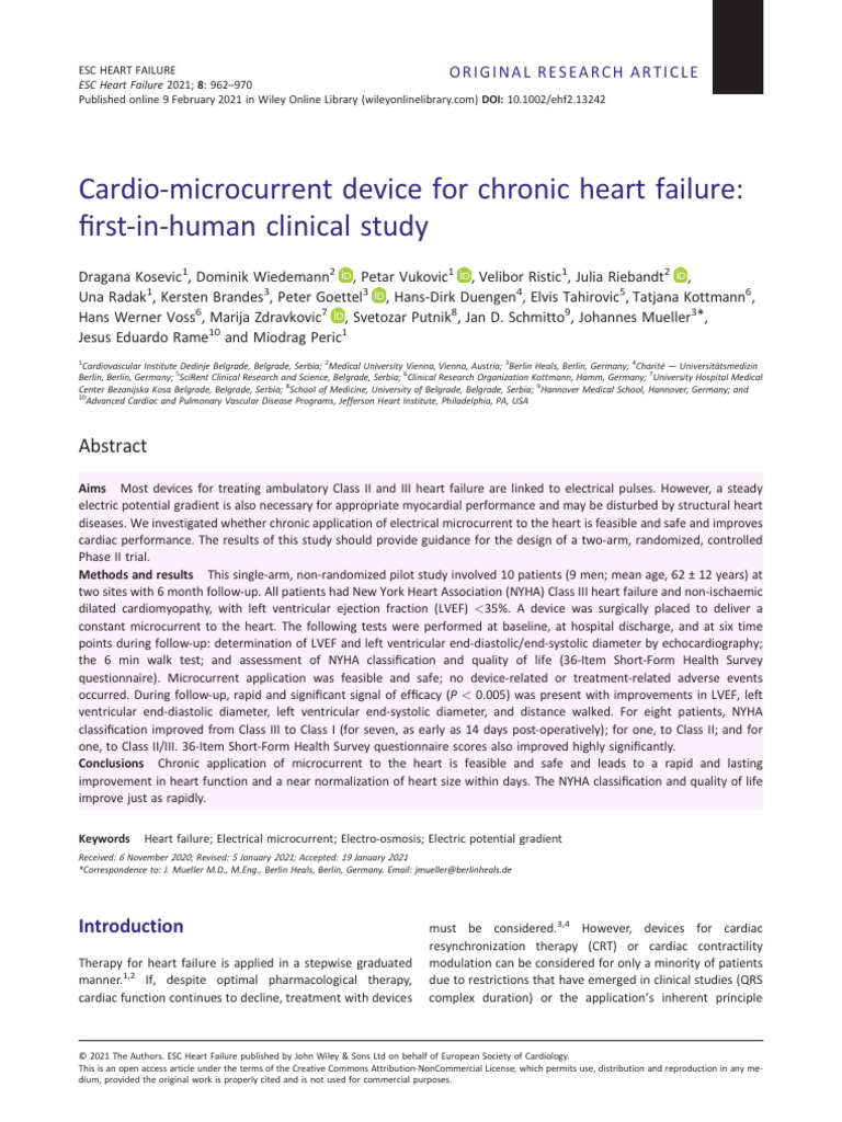 Cardio-Microcurrent Device For Chronic Heart Failure | PDF | Heart ...