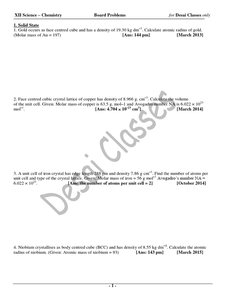 Chemistry Board Problems 2013-2017 | PDF | Mole (Unit) | Density