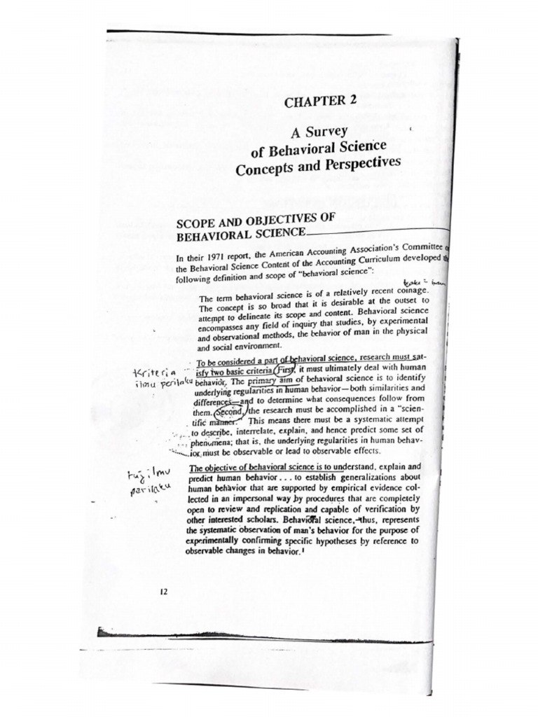 CHAPTER 2 - A Survey of Behavioral Science Concepts and Perspectives ...