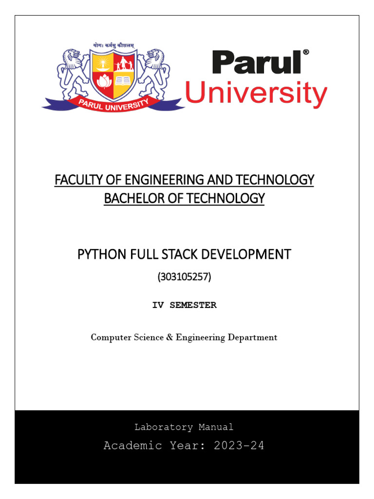Python Full Stack Lab Manual | PDF | Computer Program | Programming
