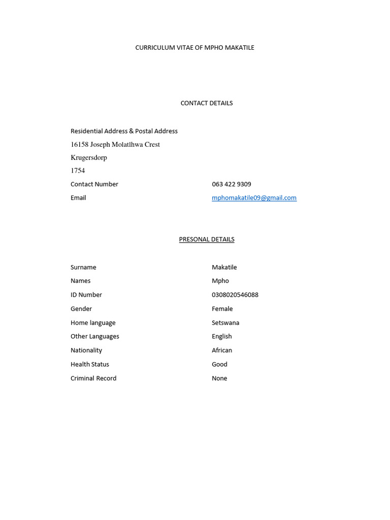 Mpho Makatile Documents | PDF