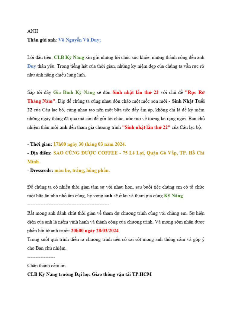 Thân gửi anh:: Võ Nguyễn Vũ Duy | PDF