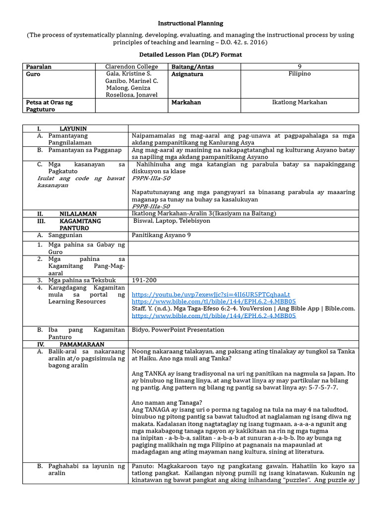 Group 1 Dlp Format Filipino 9 Pdf