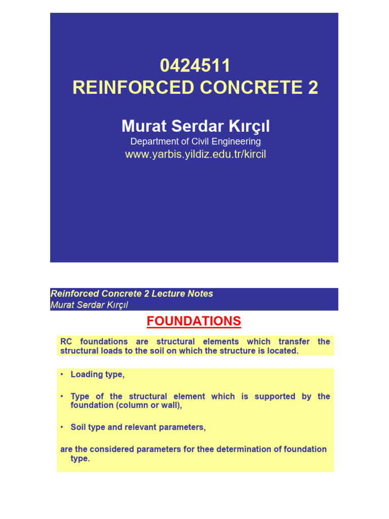 BETONARME 2_ders6_eng_2018 | PDF | Foundation (Engineering) | Deep Foundation