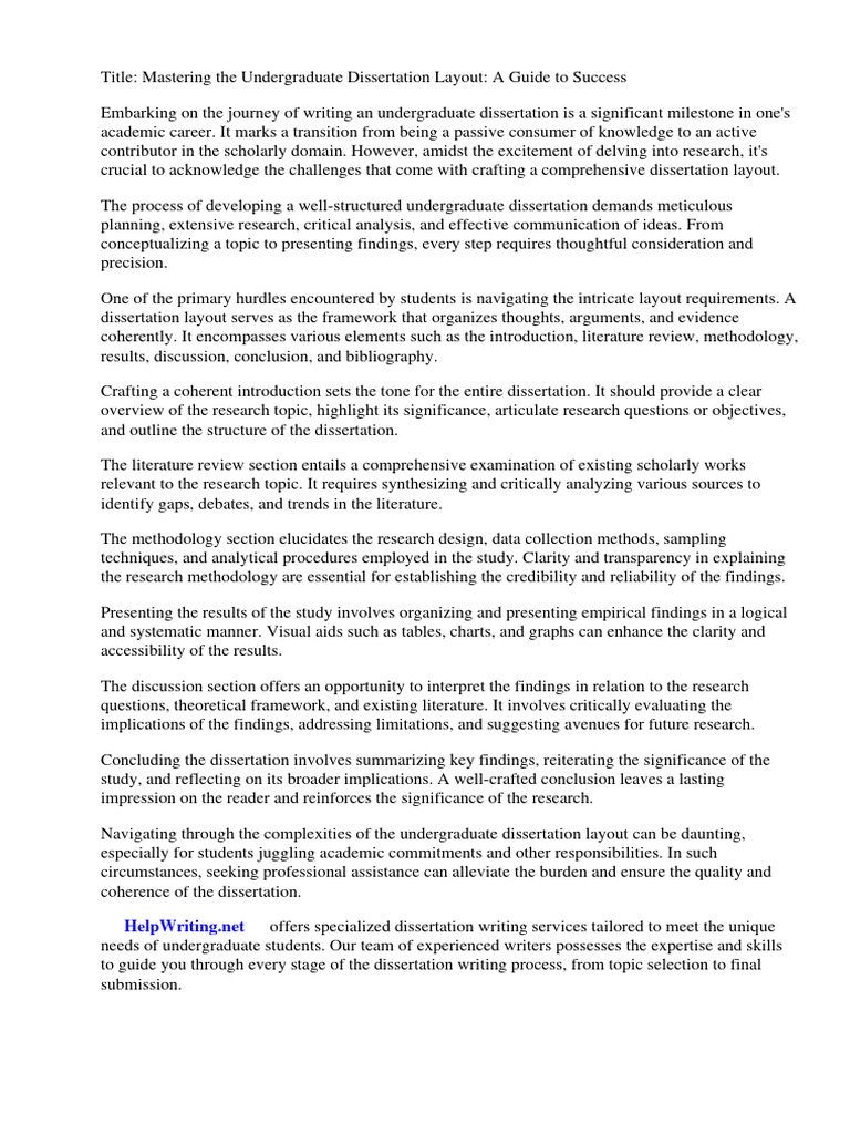 Undergraduate Dissertation Layout | PDF | Methodology | Thesis