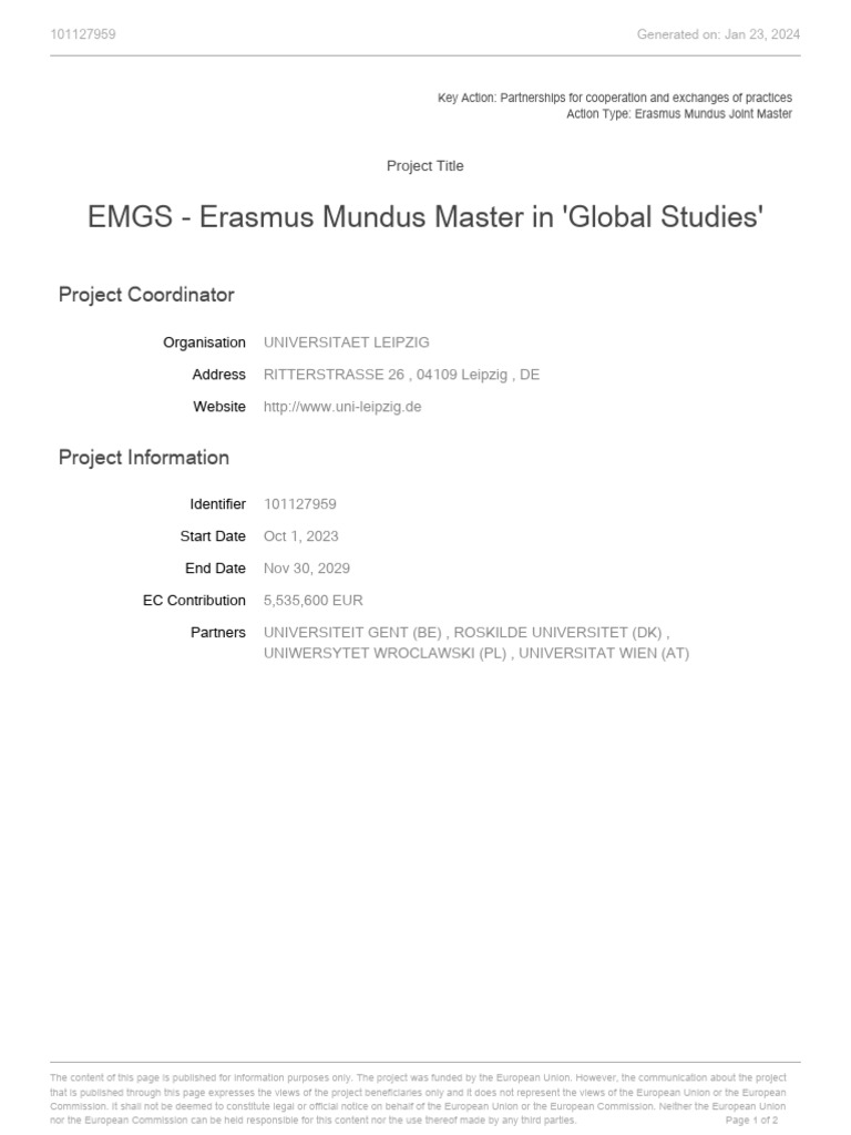 Erasmus Mundus Global Studies Program | PDF | European Union