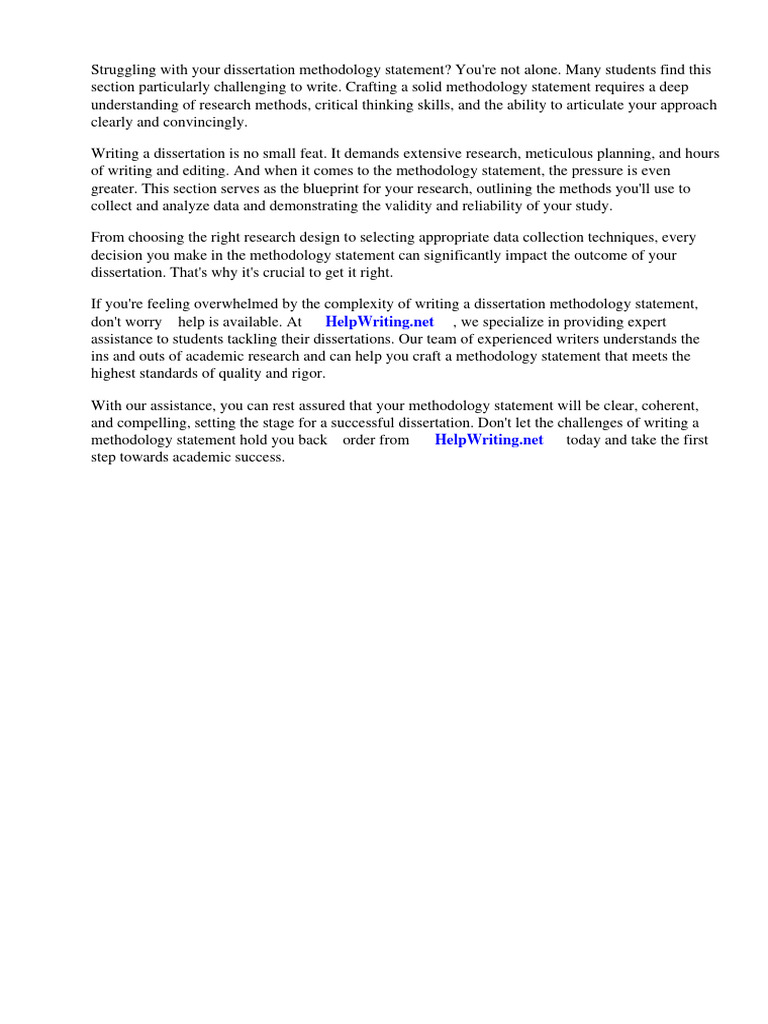 Dissertation Methodology Statement Example Pdf Methodology Thesis