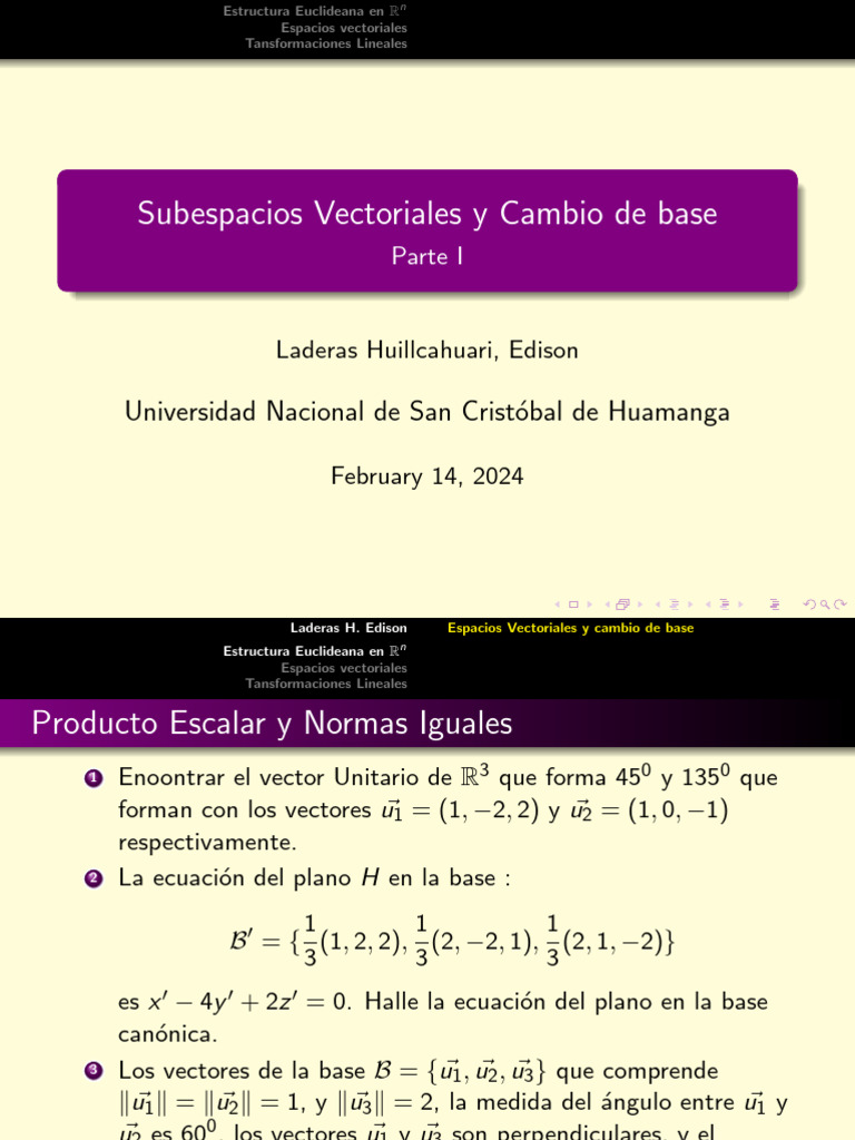 Espacios Vectoriales y Cambio de Base | PDF | Espacio vectorial | Base (álgebra lineal)