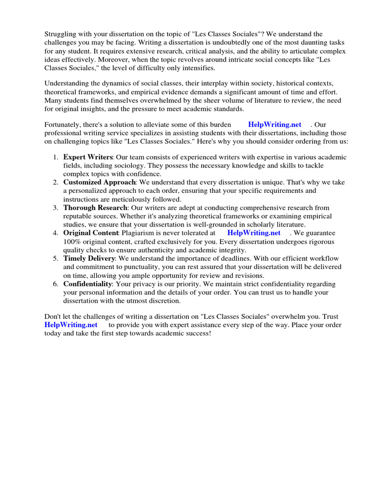 Dissertation Les Classes Sociales | PDF | Thesis | Internet