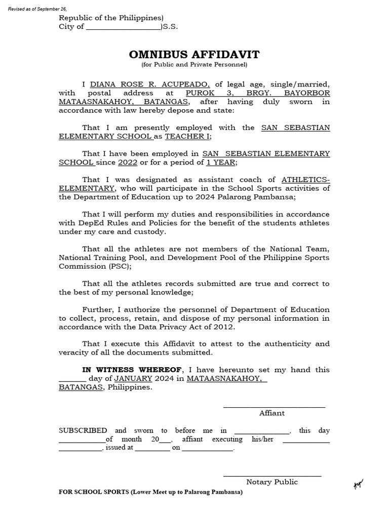 2020 - Omnibus Affidavit MAM CATHY M. | Download Free PDF | Affidavit ...