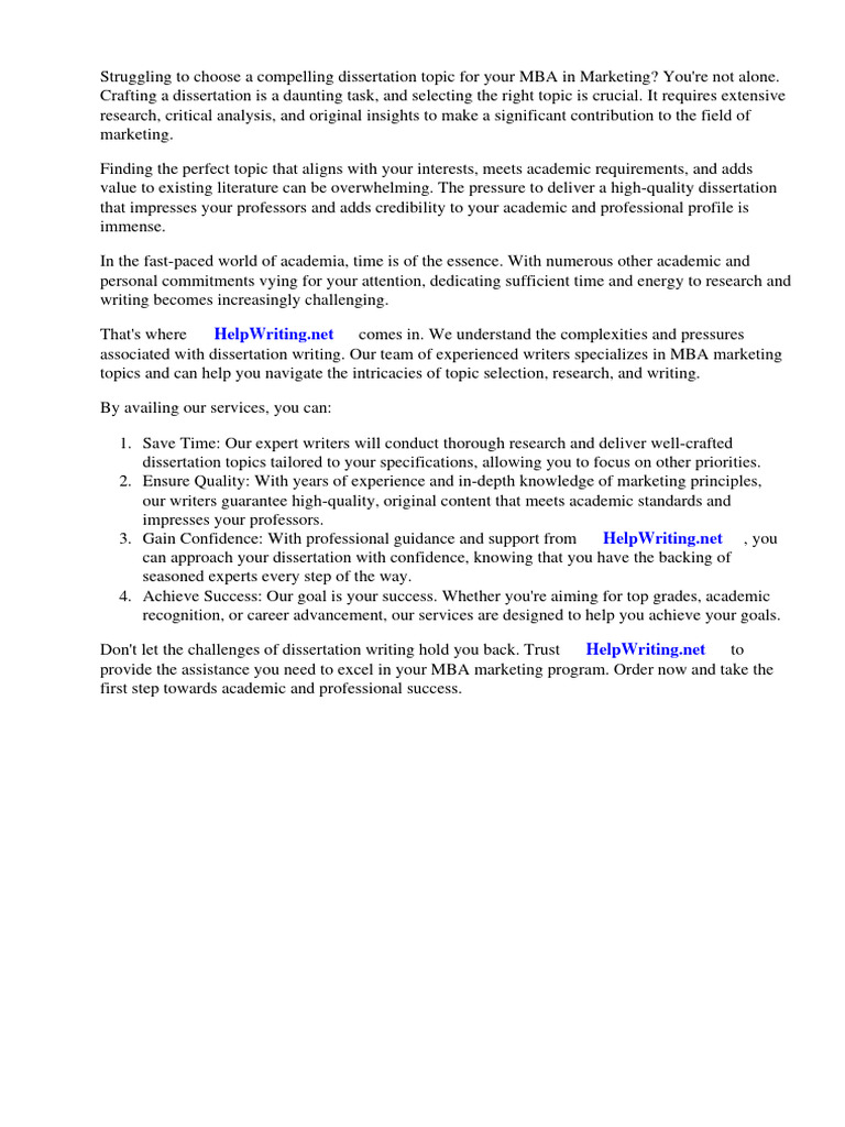 Dissertation Topics For Mba Marketing | PDF | Marketing | Brand