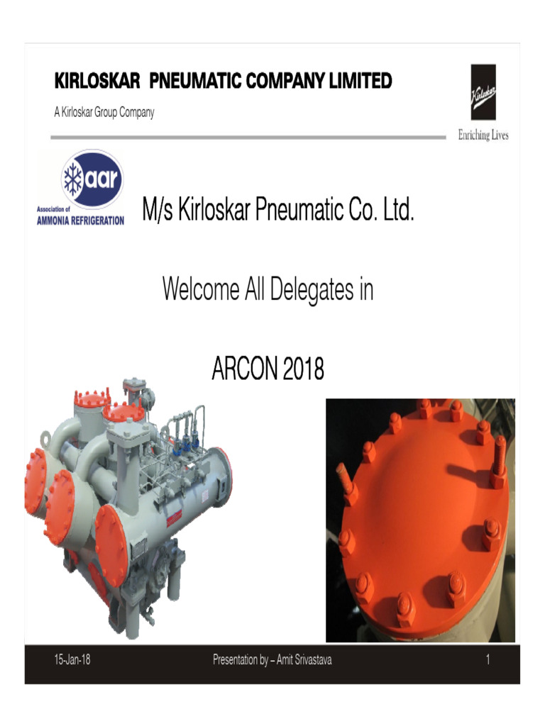 Kirloskar ARCON Presentation | PDF | Refrigeration | Engineering ...