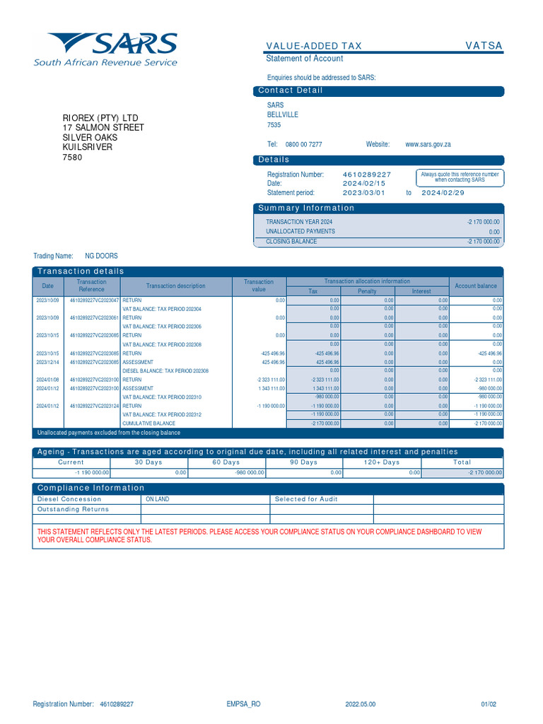 Statement of Account | PDF | Value Added Tax | Payments
