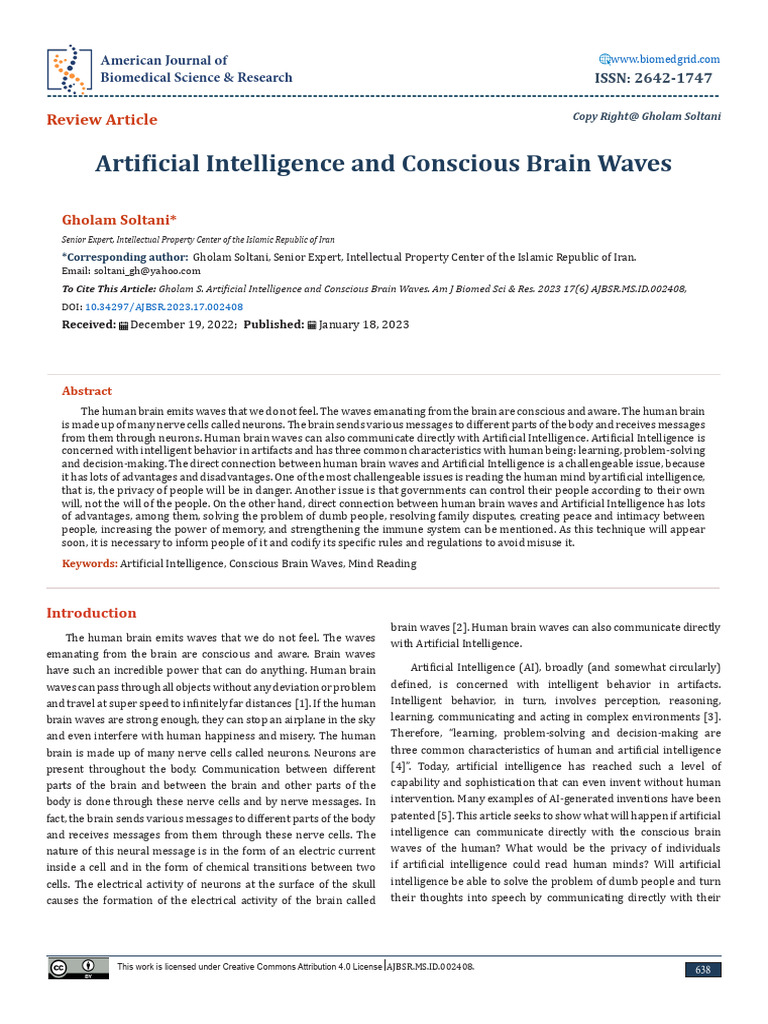 AI Communication with Conscious Brain Waves | PDF | Neuron | Dendrite