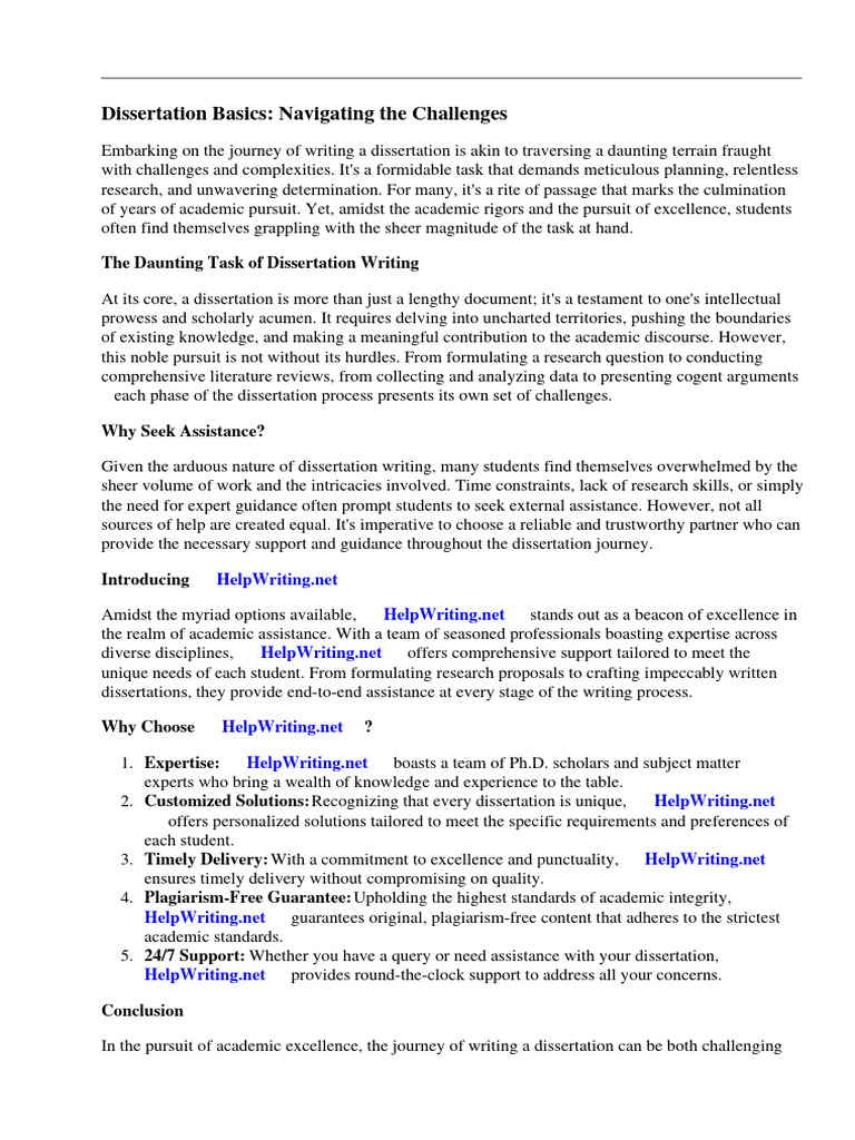 Dissertation Basics | PDF | Thesis | Apa Style