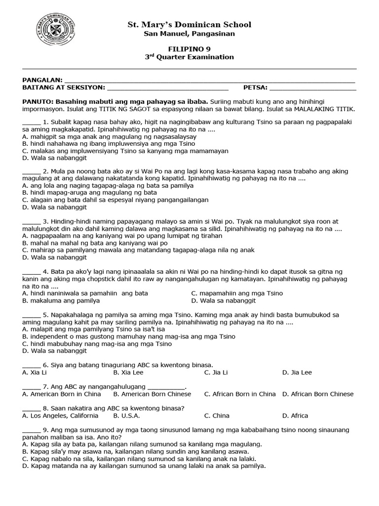 FILIPINO 9 3rd Q | PDF