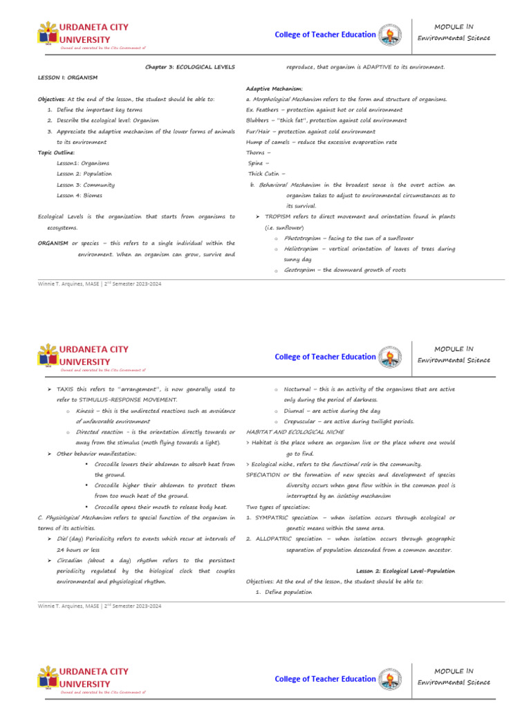 Module in Envi Science Chapter 3 | PDF