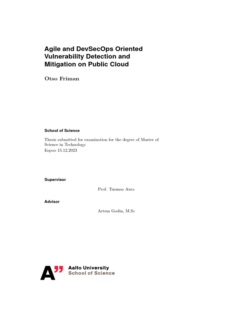 Master Friman Otso 2024 | PDF | Cloud Computing | Vulnerability (Computing)