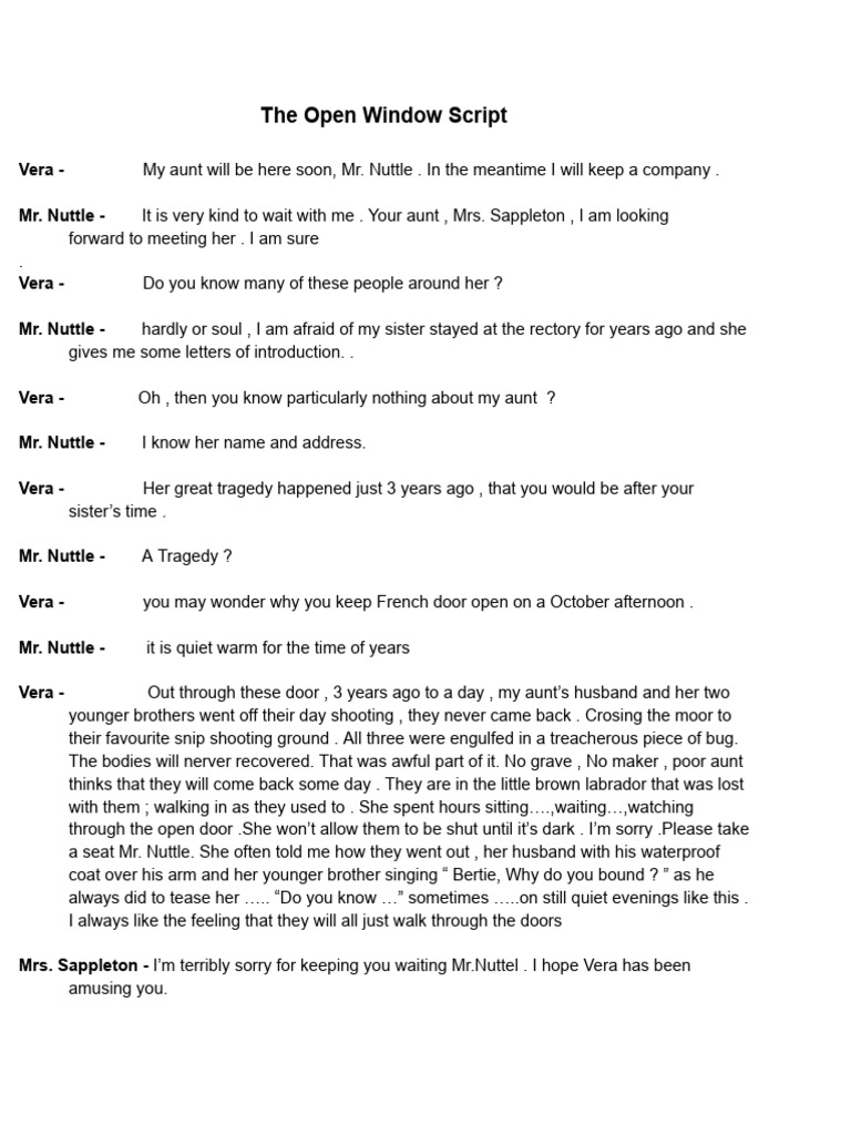 The Open Window Script | PDF