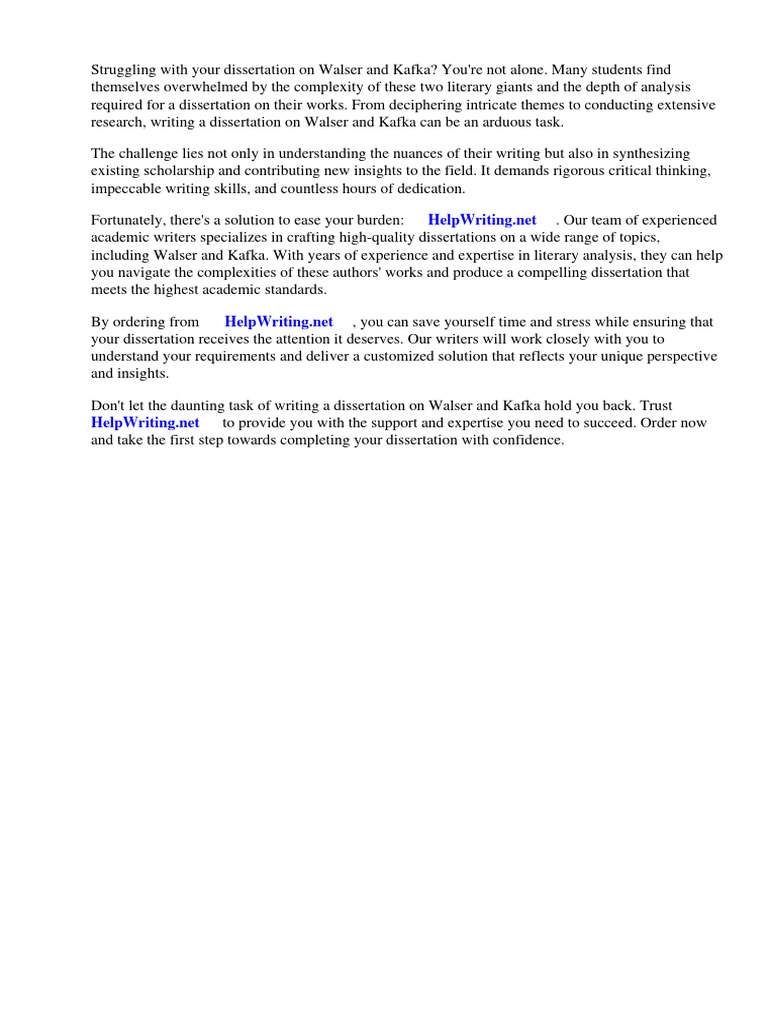 Walser Dissertation Kafka | PDF | Citation | Thesis
