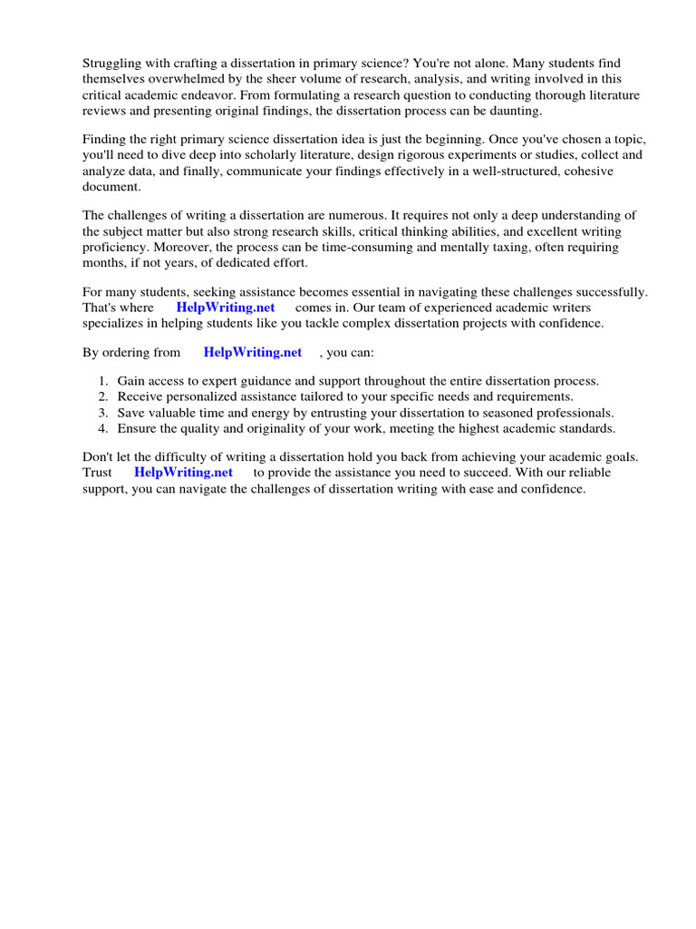 Primary Science Dissertation Ideas | PDF | Thesis | Science