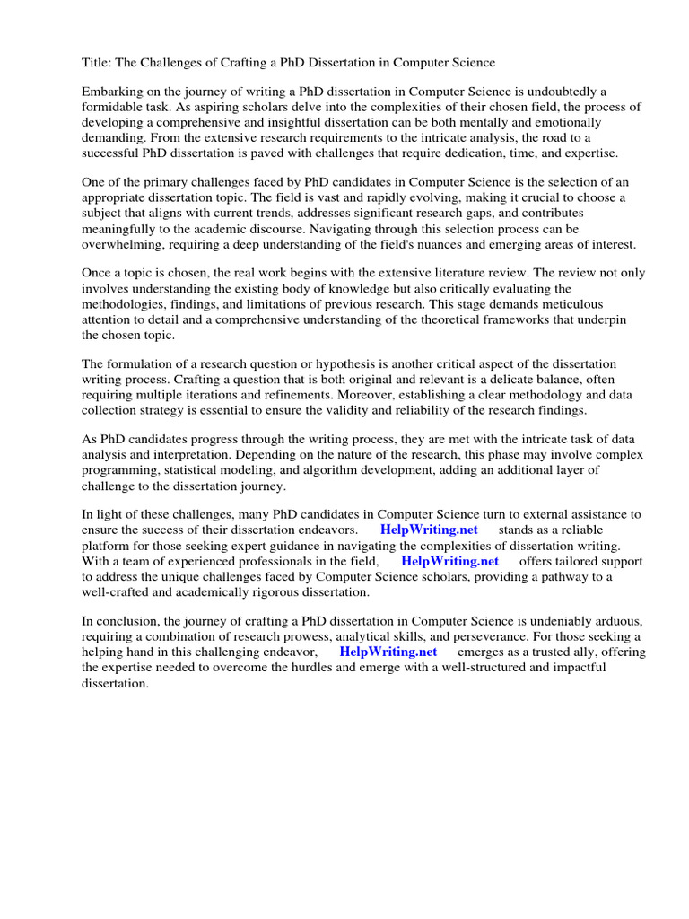 PHD Dissertation Topics Computer Science | PDF