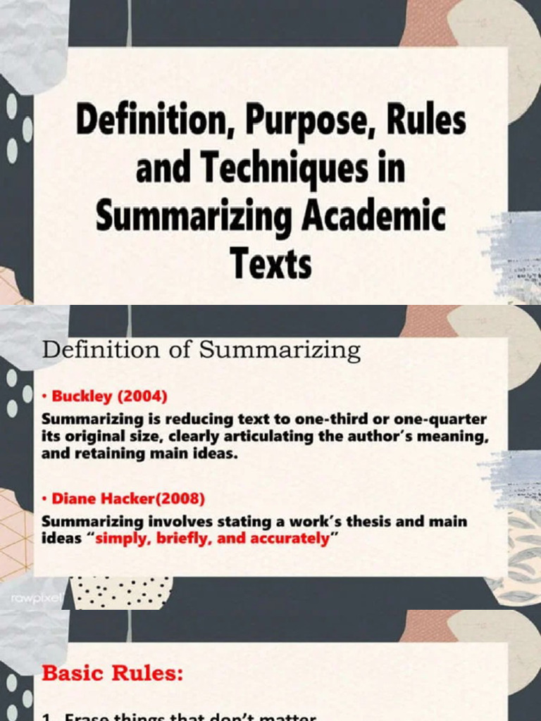 Techniques in Summarizing g11 | PDF