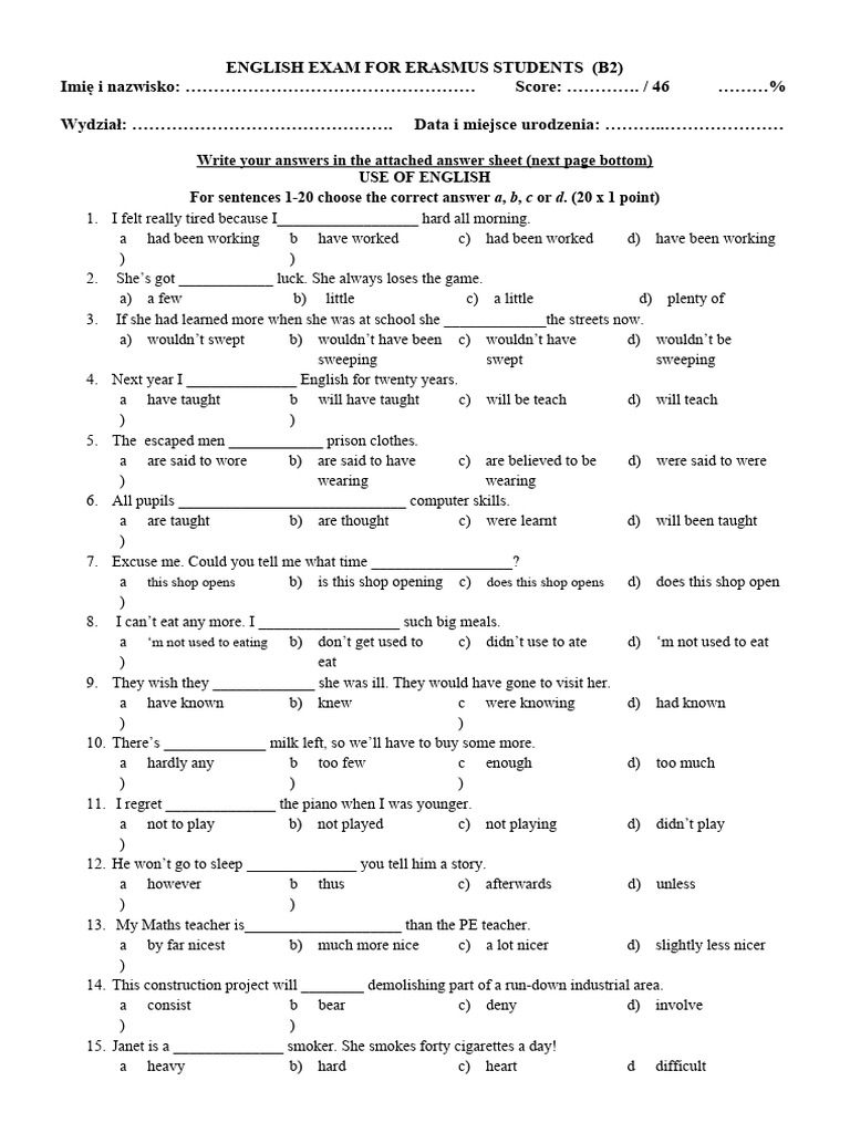 Erasmus - 29.05.2015 - b2 - Przykladowy 2 | PDF | Social Networking Service | Myspace