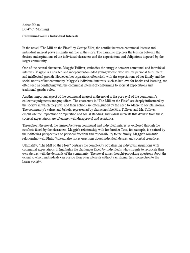 Communal Interest Vs Individual Interest | PDF | Social Science | History