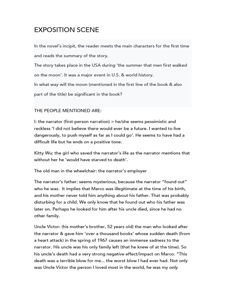 RECAP EXPOSITION SCENE MOON PALACE | PDF | Narration