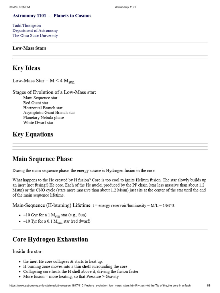 Astronomy 1101 | PDF | Stars | Nuclear Fusion