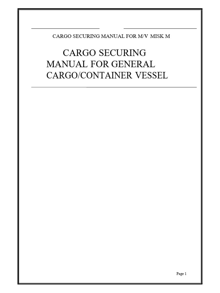 MISK M Cargo Secuiring Manual | PDF | Cargo | Ships