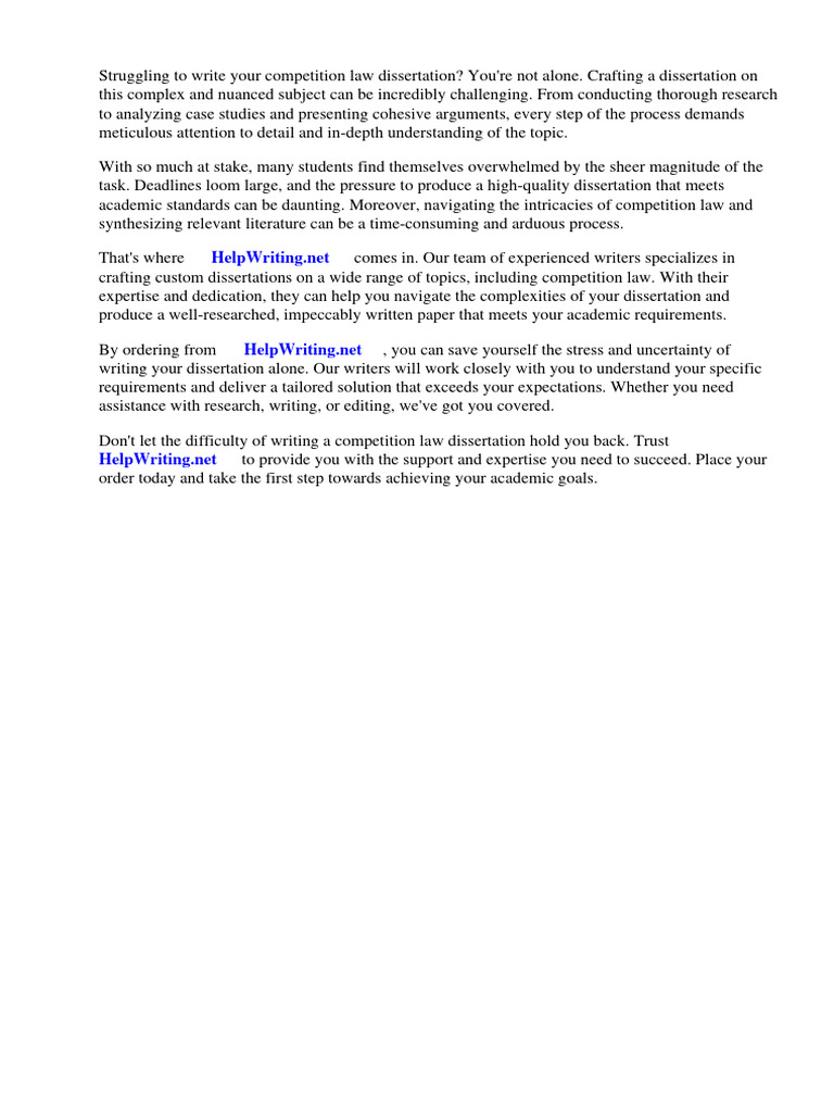 Competition Law Dissertation Examples | PDF | Competition Law | Monopoly