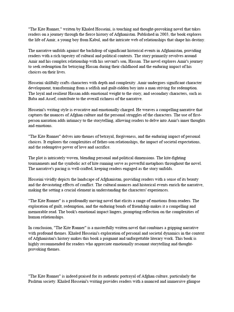 The Kite Runner | PDF | General Fiction