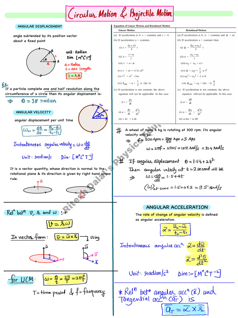 Circular Motion &projectile | PDF | Angle | Geometry