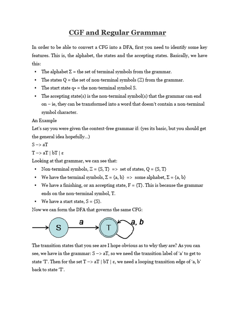CGF and Regular Grammar - Ambuity | PDF | Syntax (Logic) | Metalogic