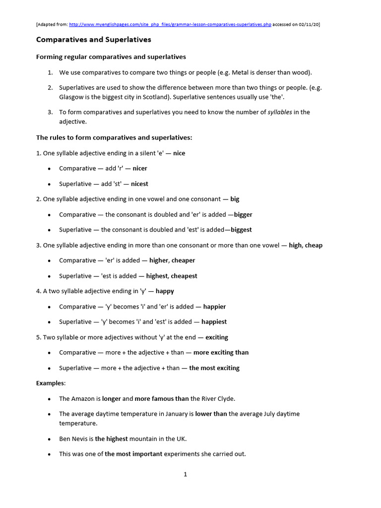Comparatives and Superlatives | PDF | Adjective | Syntax