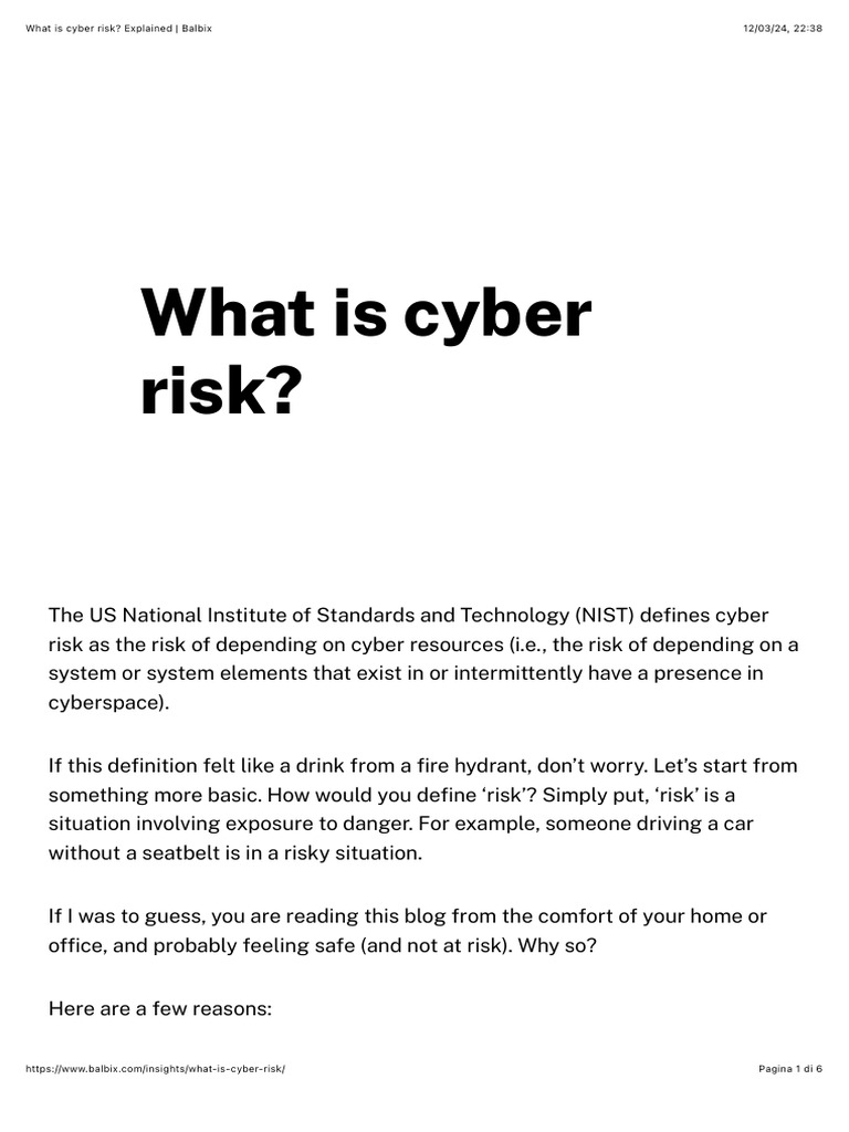 What Is Cyber Risk? Explained - Balbix | PDF | Risk | Cloud Computing