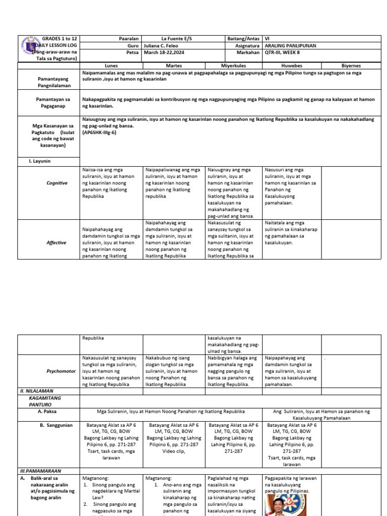 AP DLL Week 8, For Print | PDF
