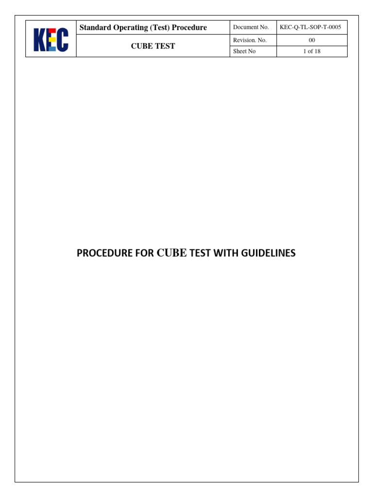SOP-T-0005 - Standard Operating (Test) Procedure - CUBE TEST | PDF ...