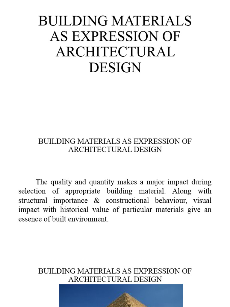 Building Materials As Expression of Architectural Design | PDF | Design ...