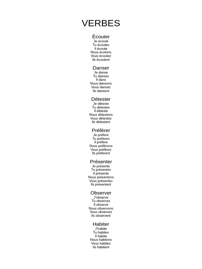 Liste des verbes français et conjugaisons | PDF | Arts du langage et ...