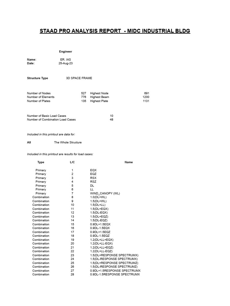2.staad Report 1 | PDF | Engineering | Civil Engineering
