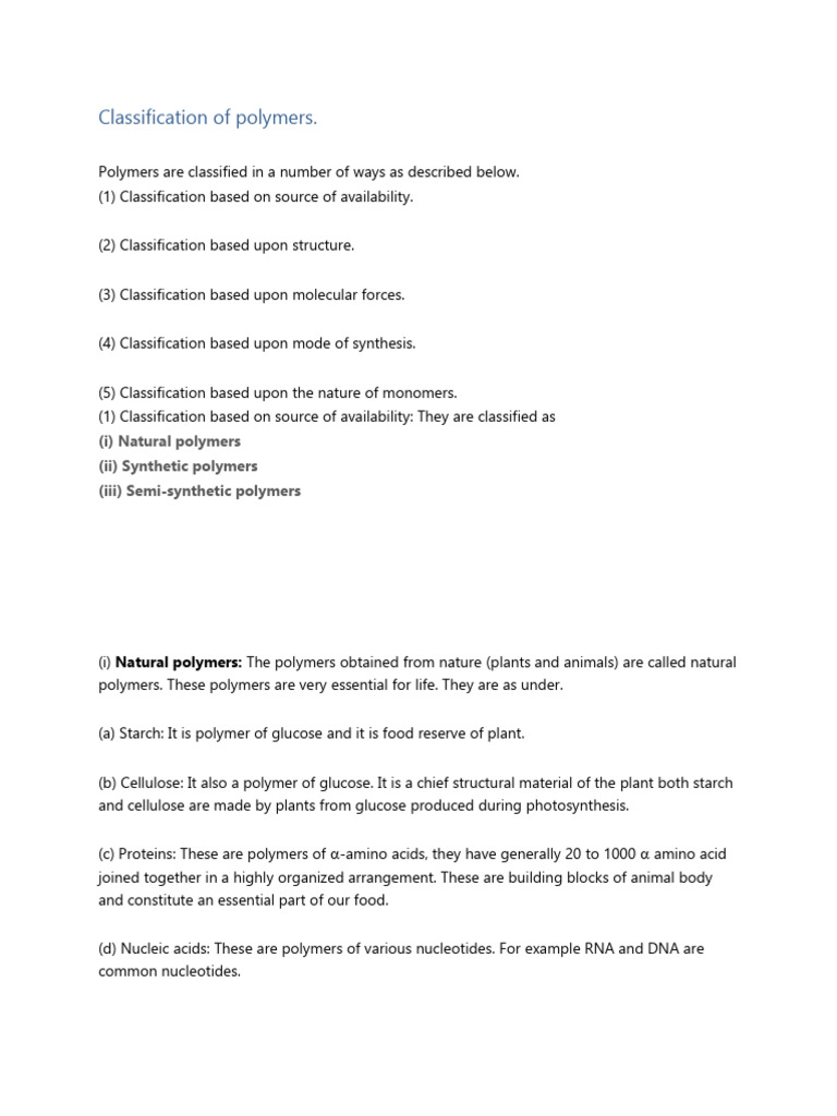1_JEE_Chemistry_Polymers_Classification of polymers | PDF