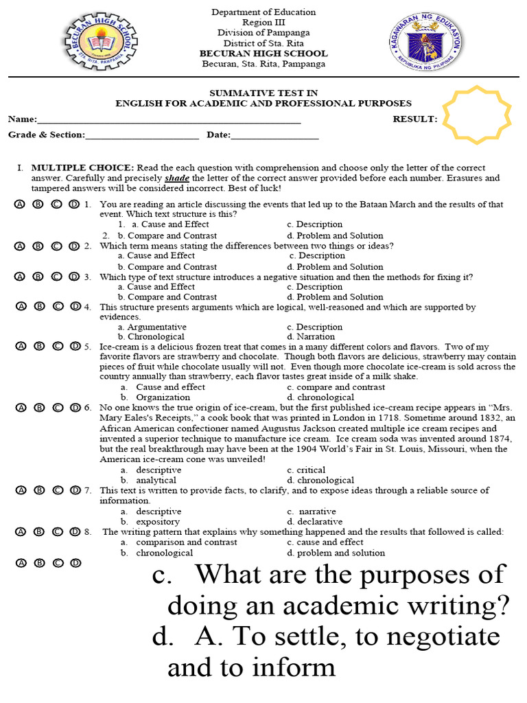 English Summative Test Guide | PDF | Educational Technology | Learning