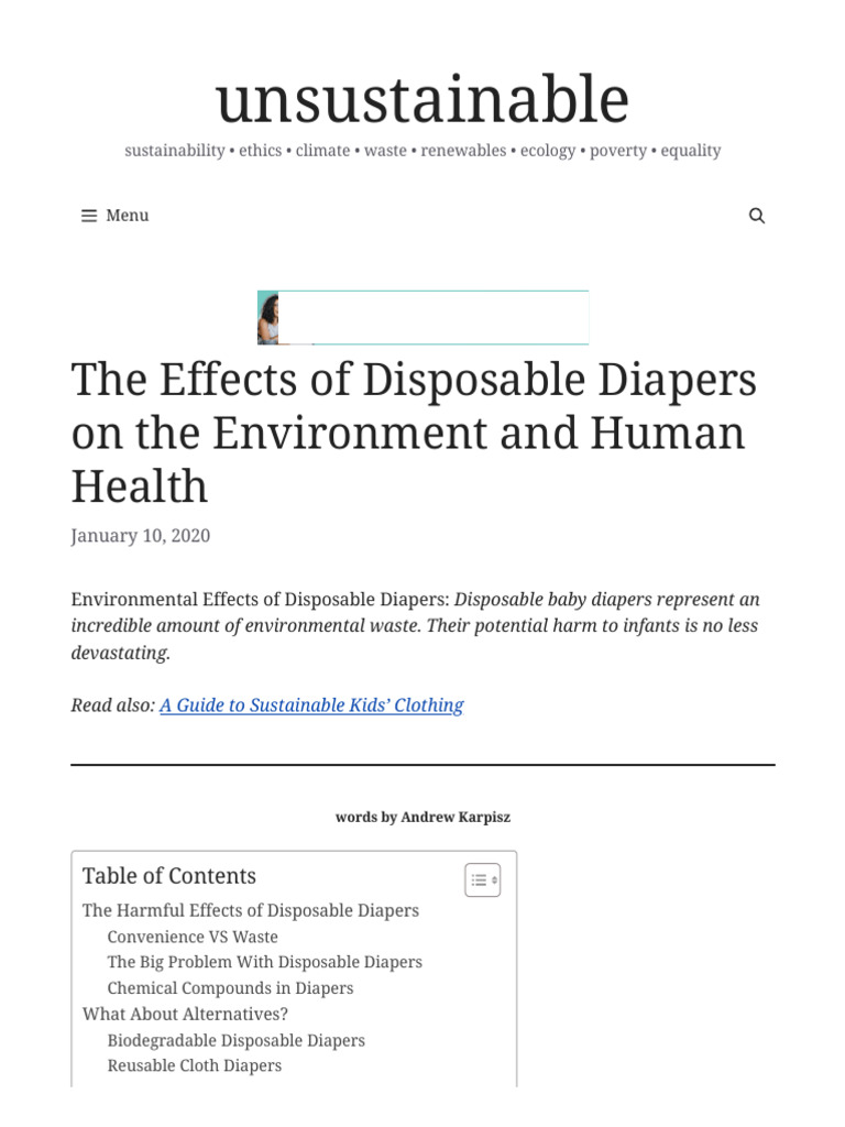 Effects of Disposable Diapers on Environment & Human Health | PDF ...
