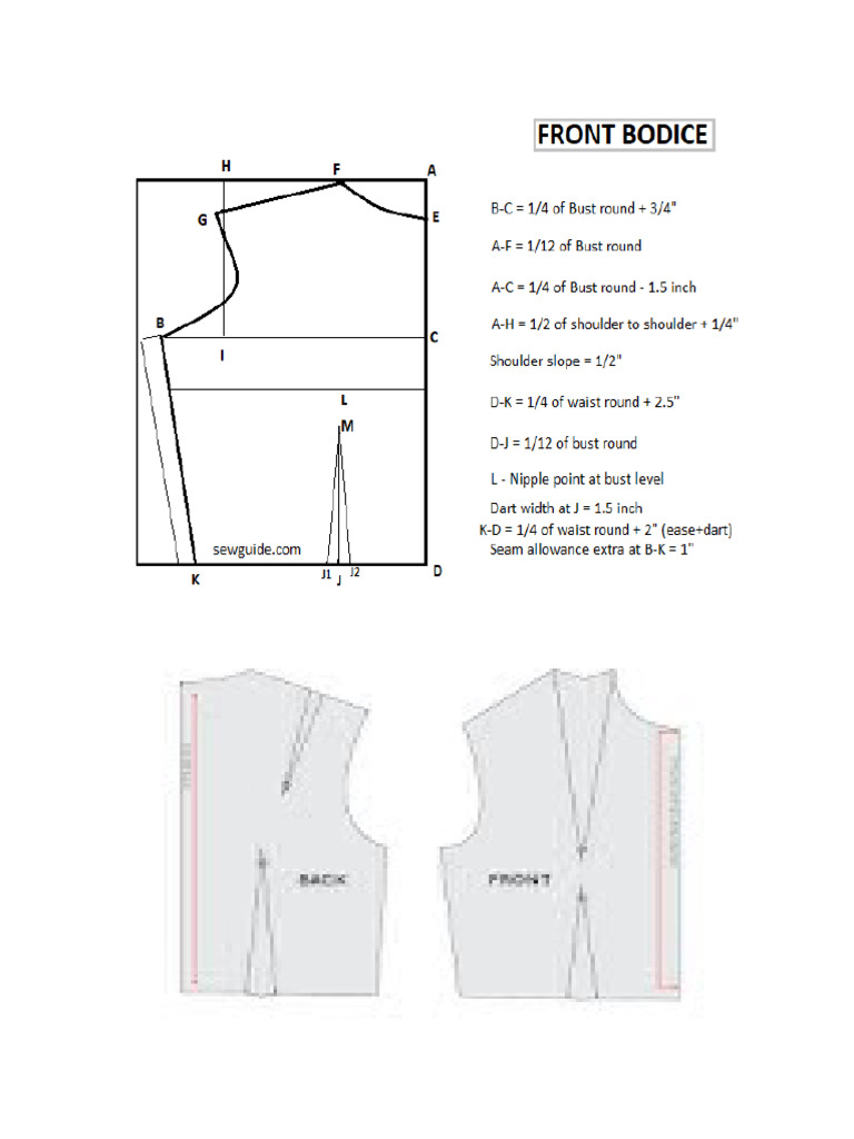 Front and Back Bodice Pattern | PDF