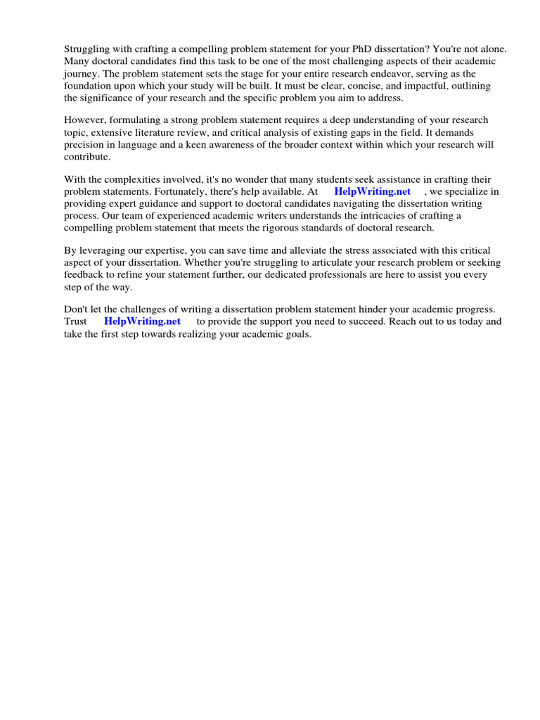 Phd Dissertation Problem Statement Pdf Thesis Knowledge 2454