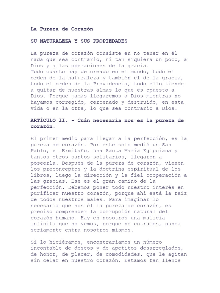 La Pureza de Corazón | PDF | Amor | Alma